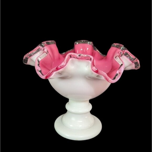 Fenton | Accents | Vintage Fenton Pink Ruffled Edge Milk Glass Vase 55 ...